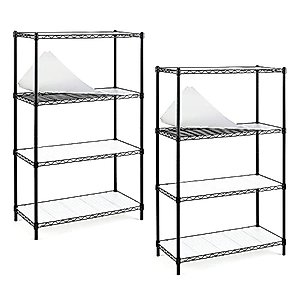 EFINE 2-Pack 4-Shelf Shelving Unit, Adjustable, Heavy Duty Carbon Steel Wire Shelves, 150lbs Loading Capacity Per Shelf, Shelving Units and Storage for Kitchen and Garage (30Wx14Dx47H)Black,S200-4X2