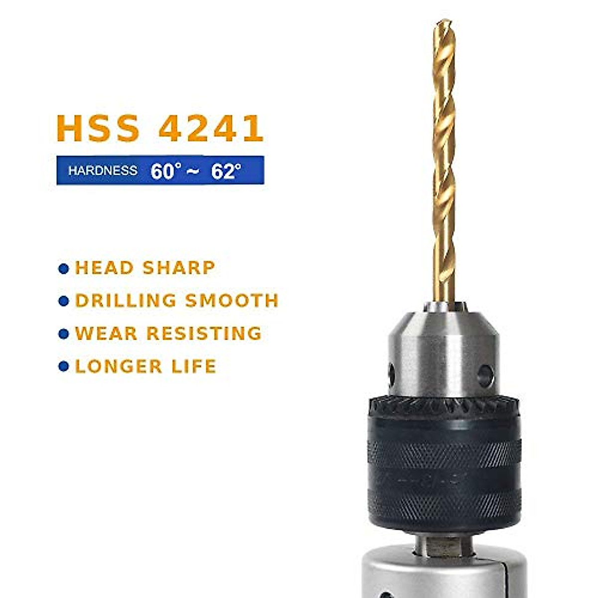 DRILLFORCE HSS Jobber Length 10 PCS,7/32" x 3-3/4"Titanium Coated Twist Drill Bits, Metal Drill, Ideal for Drilling on mild Steel, Copper, Aluminum, Zinc Alloy etc. Pack in Plastic Bag (7/32)