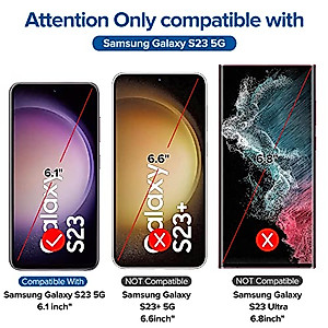ivoler [3+1 Pack Tempered Glass Screen Protector for Samsung Galaxy S23 5G 6.1'' 2022 [3 Pack] [Not Fit Galaxy S23 Ultra& S23 Plus ] with [1 Pack] Camera Lens Protector with Alignment Frame HD Clear