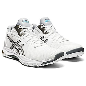 ASICS Women's Netburner Ballistic FlyteFoam Mid Top 2 Volleyball Shoes, 12, White/Black