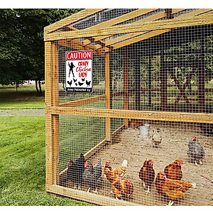 Bestylez Area Patrolled by Chicken Lady - Crazy Chicken Lovers Gag Gifts - Funny Farm Yard Fence Chicken Coop Caution Sign Outdoor Decor 12" * 8" (052)