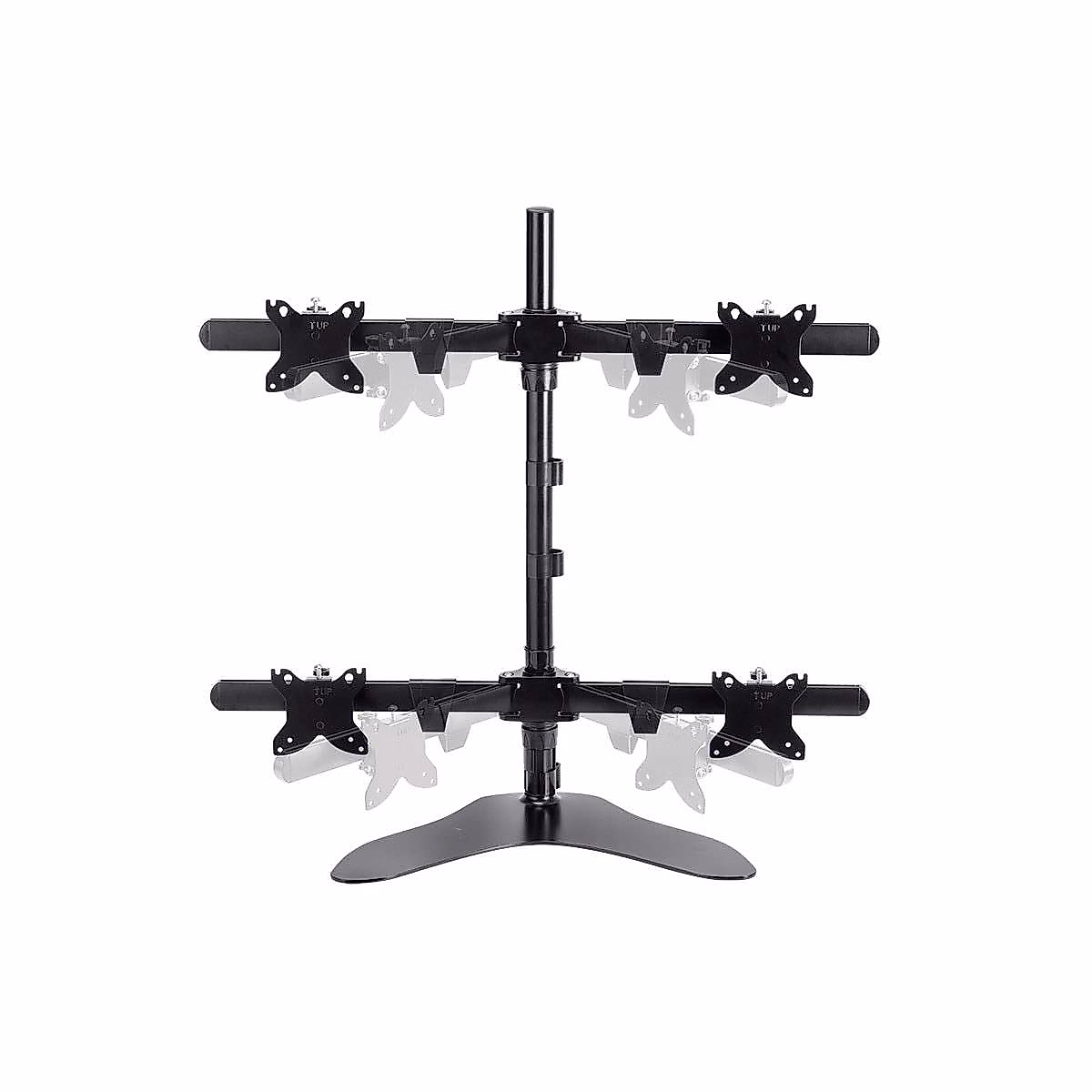 Monoprice Quad Monitor Free Standing Desk Mount - Height Adjustable, for 15-30 Inch Monitors, Black