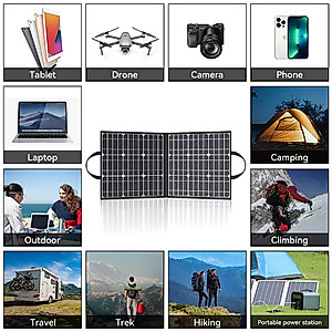 GOFORT Portable Power Station 172.8Wh & 100W 18V Portable Solar Panel Foldable Solar Charger with USB 18V DC QC 3.0 Output