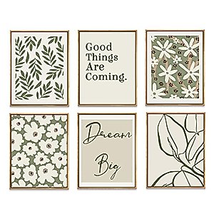 Zzuyi 6 Pcs Green Flower Market Canvas Wall Art Poster , Modern Minimalist Botanical Flower Home Decor Poster,Flower Vintage Canvas Poster Wall Art for Living Room, Bed Room, Office Wall Decor - 8’’x10’’x6 Pcs Unframed