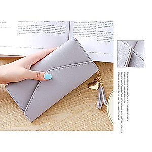 Womens Wallet Ultra Slim Pu Leather Credit Card Holder Clutch Hand holding trendy Wallets for Women(purple)