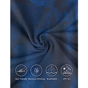 PIQIDIG Men's Sun Protection Hoodie Shirts UPF 50+ Long Sleeve Rash Guard Performance Athletic Running Hiking T-Shirt Blue camo M