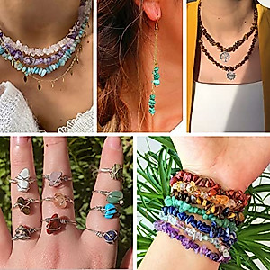 Quefe 1800pcs 56 Colors Crystal Beads, Ring Making Kit, Gemstone Chip Beads Irregular Natural Stone with Jewelry Making Supplies for DIY Craft Bracelet Necklace Earrings, Craft Gifts