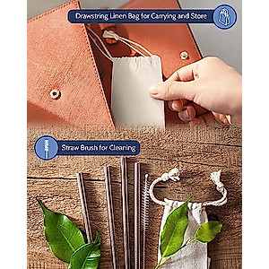 Stanley Straw Replacement 40 oz 30 oz, 6 Pcs Metal Straws Reusable, Reusable Straws Dishwasher Safe with Straw Cleaner(Silver 12 inches)
