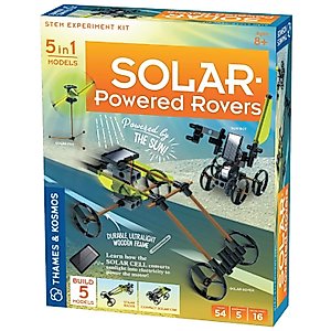 Thames & Kosmos Solar-Powered Rovers STEM Experiment Kit | Build 5 Vehicles & Devices Powered by The Sun | Solar Energy Actvities for Ages 8+