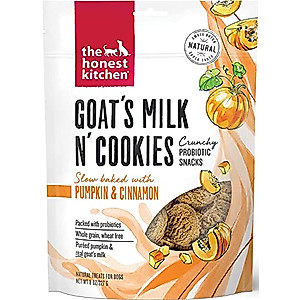 Aurora Pet Variety Pack (3) The Honest Kitchen Goat's Milk N' Cookies Slow Baked Dog Treats (1) Blueberries & Vanilla (1) Peanut Butter & Honey (1) Pumpkin Flavor (8-oz Each) with AuroraPet Wipes