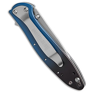 Kershaw Leek Pocket Knife, Limited Release Gradient Blue/Black Aluminum Handle, Stonewash 3" MagnaCut Wharncliffe Blade, Spring Assisted Knife, EDC Folding Knife
