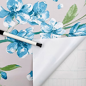 Yifasy Shelf Liner Blue Orchid Self-Adhesive Drawer Paper Furniture Sticker Decorative Flowers 118x17.7 Inch