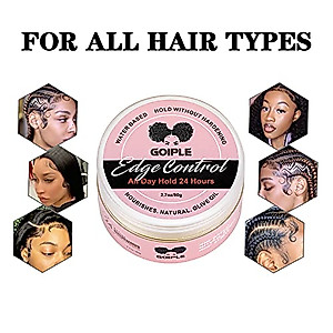 Edge Control Wax Stick for Wigs - Strong Hold, Non-greasy for Flyaway Hair and Edges (2.7oz+2.7oz) with Edge Brush and Scarf (Pink Styling Set)