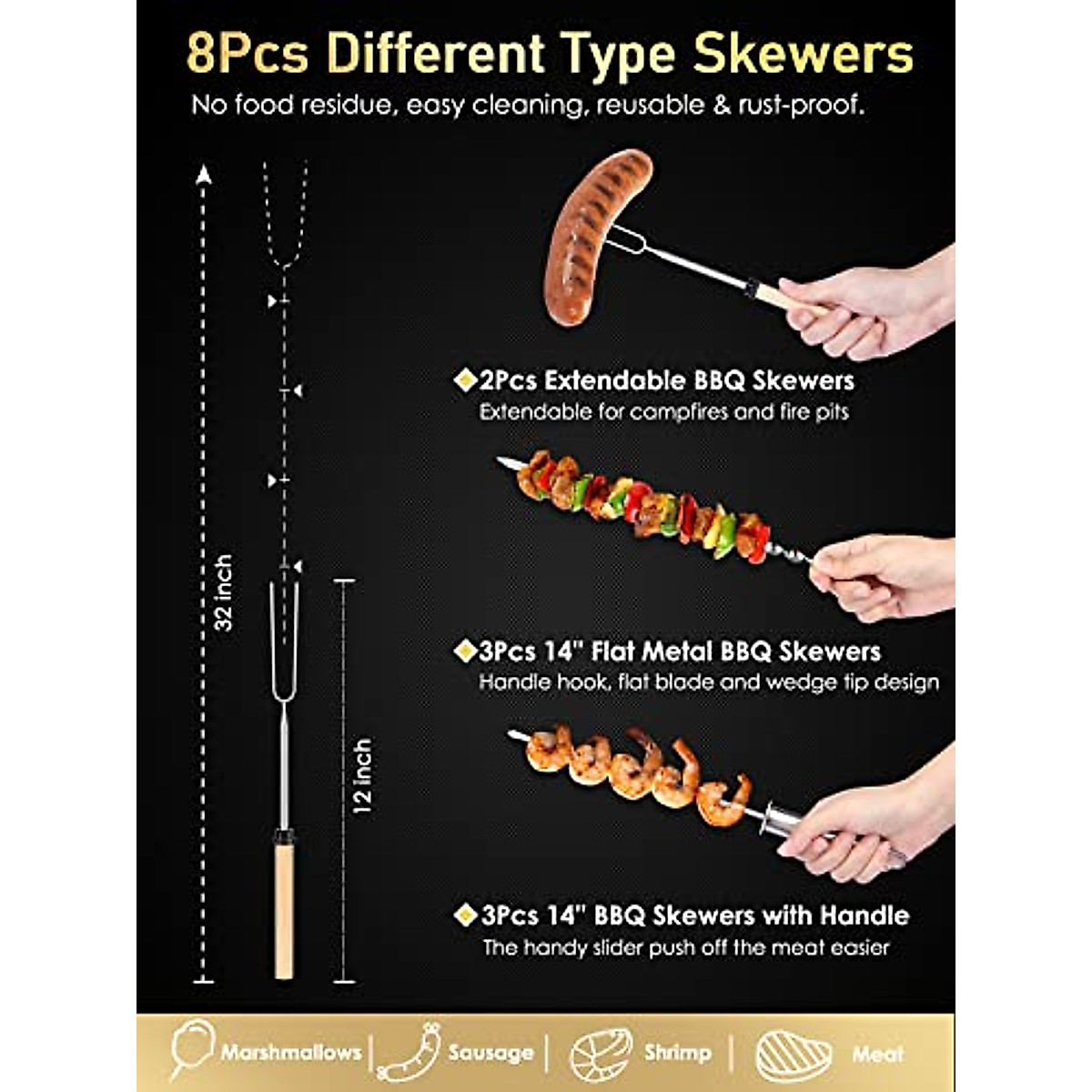 31Pcs Grill Accessories BBQ Tools Set with Storage Apron, Stainless Steel Grill Utensils Set BBQ Accessories Gift for Men Women, Perfect for Camping Backyard Barbecue