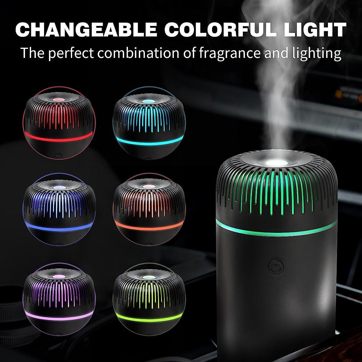 Generic Car Diffuser Humidifier Aromatherapy Essential Oil Diffuser USB Mist Mini Portable Diffuser for Car Home Office Bedroom, 100ML, Black