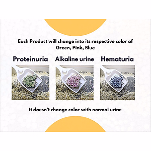 PETJOA Kitty-Medi-Check Cat Urine Health Test Kit, Easy Monitoring at Home,100% Eco-Friendly - Mix 3 Combo Pack (Alkalinuria, Proteinuria, Hematuria)-210g/7.4oz 100% Biodegradable.