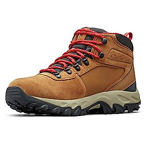 Columbia Men's Newton Ridge Plus II Suede Waterproof Hiking Boot, elk/Mountain red, 12