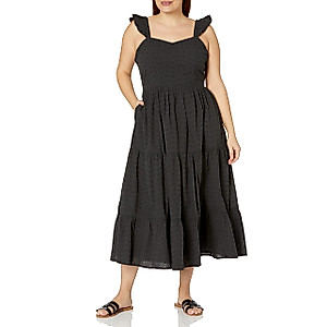 The Drop Women's Tulsi Ruffle Sleeve Eyelet Maxi, Black, M