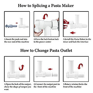 EHZBTL Pasta Press Attachment with 6 Different Shapes of Pasta Outlet, Durable Pasta Press Attachments for KitchenAid