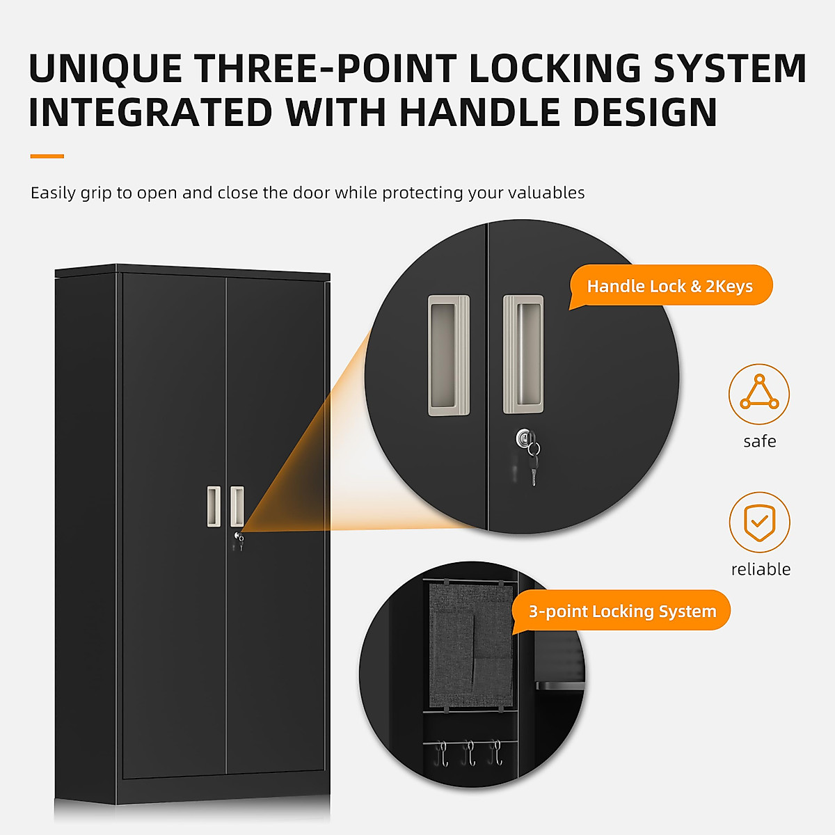 Superday 6-Tier Garage Storage Cabinet with Pegboard, 71" Metal Multifunctional Storage Cabinet with Doors and Shelves, Locking Cabinet with Adjustable Shelf for Warehouse, Basement