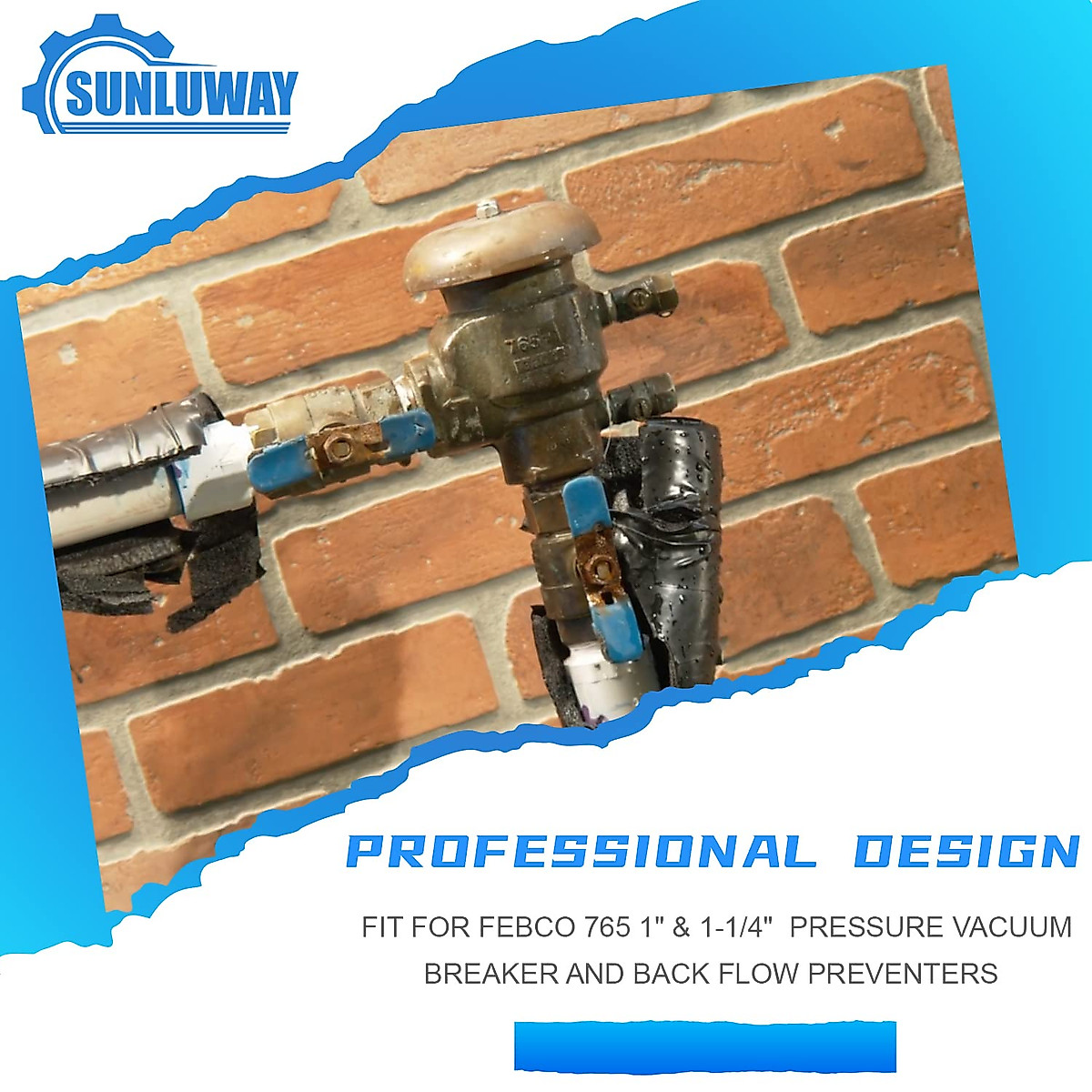 Sunluway 905-212 Bonnet Repair Kit & 905-052 Check Valve Assembly Repair Kit, Fit for Febco 765# 1" and 1-1/4" Pressure Vacuum Breaker and Back Flow Preventers (Comes with Grease)