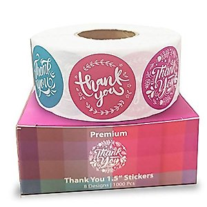 Thank You Stickers Roll of 1000 1.5 Inch 8 Designs Thank You Sticker Small Business Thank You Stickers Pink Thank You Stickers for Packaging Stickers Thank You Large Thank You Stickers