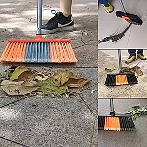 Broom Indoor Outdoor Angle Broom Household Heavy Duty Broom with Long Handle 56" for Floor Cleaning Great for Home Kitchen Garage Patio Garden Pet Hair