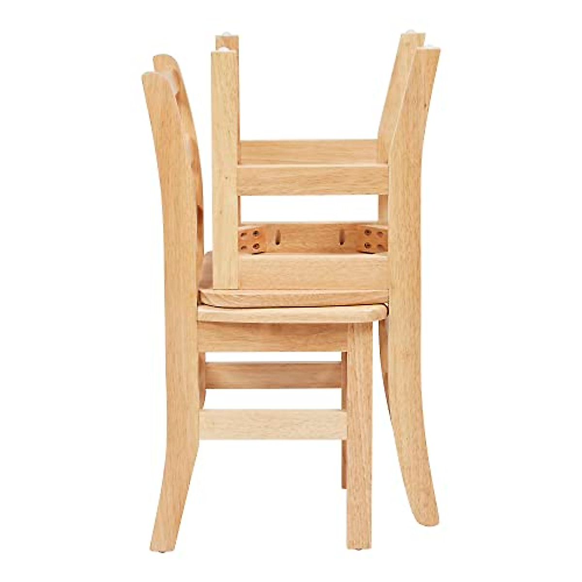 ECR4Kids 24in x 24in Hardwood Table and Chairs, 14in Seat Height, Kids Furniture, Natural, 3-Piece