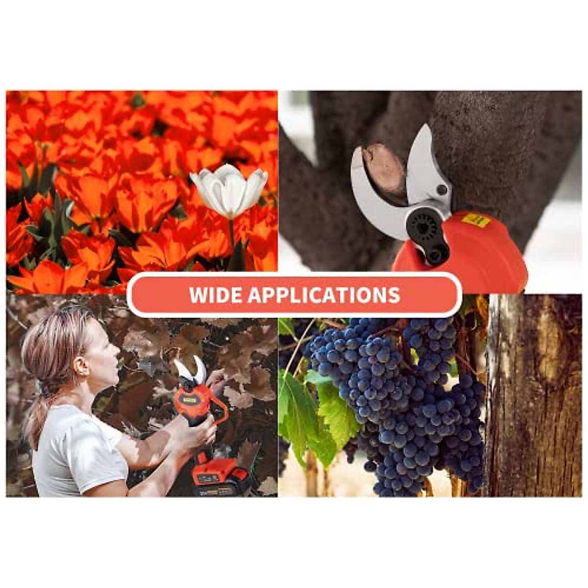 Cordless Pruning Shears, Electric Pruner with 2 Pack 21V Lithium Battery, SK5 Blades, 1.2 Inch Cutting Diameter (21V pruner)