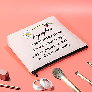 JXGZSO Good Luck Ladybug Makeup Bag With Zipper Gifts For Women When She Swoops In It's To Remind Us Not To Let Worries Cloud A Single Day Cosmetic Bag (Ladybug)