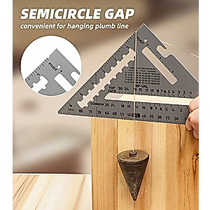 RONGPRO Multifunctional Rafter Square, 7 Inch Triangle Carpenter Square Metal Alloy, Rafter Square Layout Tool