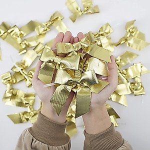 AIMUDI Silver Bows for Christmas Tree 3 Inch Small Silver Bows for Gift Wrapping Silver Twist Tie Bows for Treat Bags Premade Metallic Bows for Crafts, Wreaths, Party Favors, Goodie Bags - 24 PCs