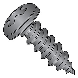 Small Parts 0816APP188B 18-8 Stainless Steel Sheet Metal Screw, Black Oxide Finish, Pan Head, Phillips Drive, Type A, #8-15 Thread Size, 1" Length (Pack of 25)
