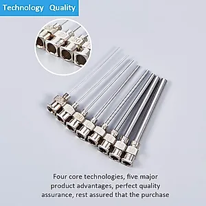 BENECREAT 16PCS 1.5 Inch Stainless Steel Dispensing Needle Tip Blunt Syringe Needle with Luer Lock for Refilling Glue Syringes, 10/12/14/16/18/20/22/24G