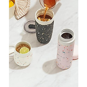 W&P Porter Insulated Tumbler 20 oz | No Metallic Aftertaste Ceramic Coated for Water, Coffee, & Tea | Wide Mouth Vacuum Insulated | Dishwasher Safe, Blush Terrazzo