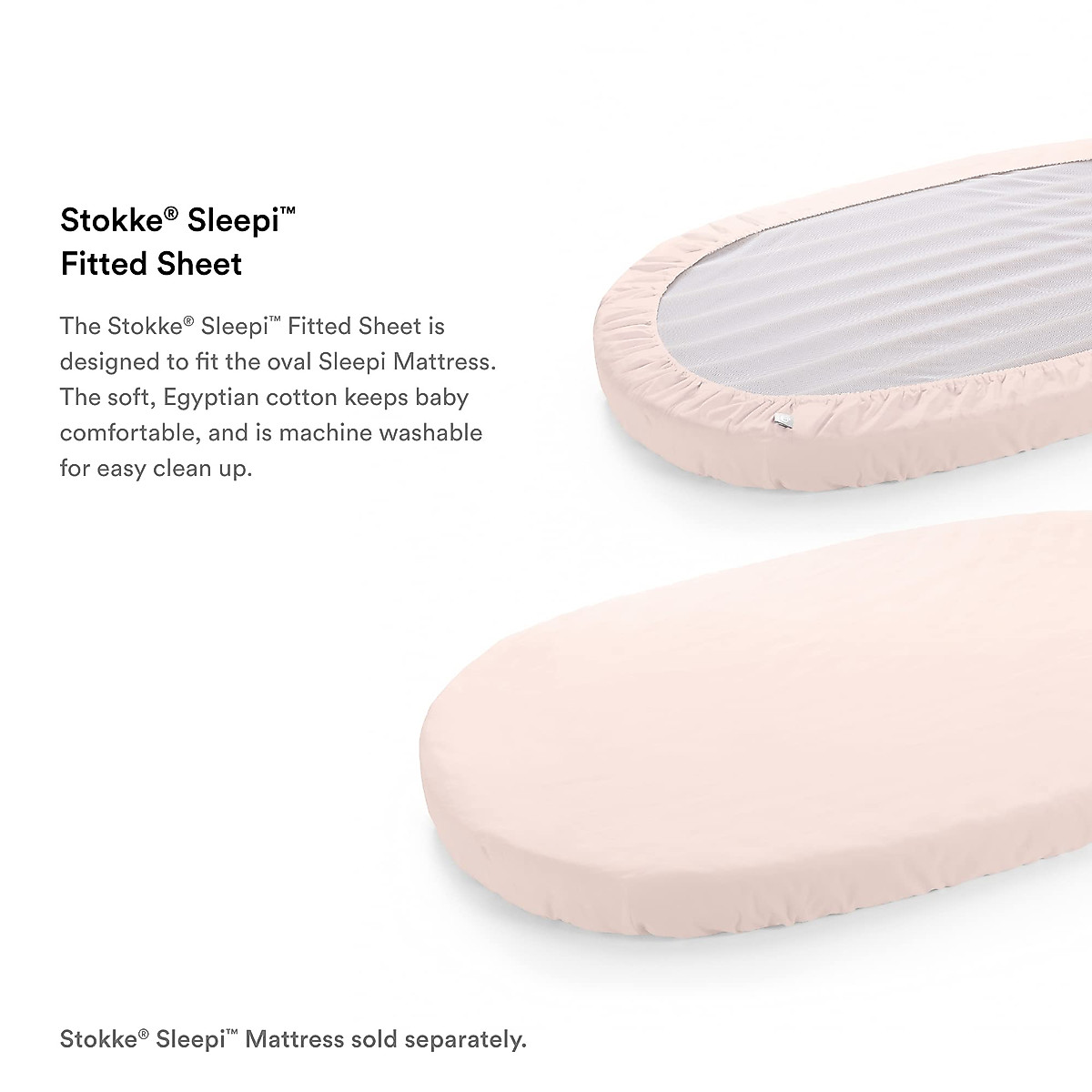 Stokke Sleepi Fitted Sheet, Peachy Pink - Soft Sheets for Sweet Dreams - Made for Stokke Sleepi Crib/Bed - 100% Fine Cotton Percale - Washable