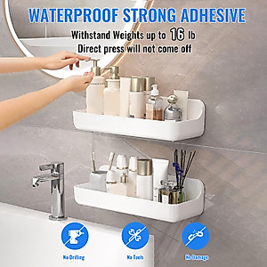 Diesisa 2pc Acrylic Wall Mounted Shower Caddy, Adhesive Shelf, Bathroom Shelves for Wall, No Drilling Hang Walls,Stick on Shelf, with Self Adhesive Tape, for Bathroom, Kitchen, Living Room