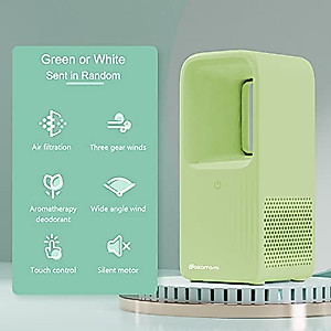 Pazarfami Desk Fan, Portable Bladeless Fan for Bedroom, Office Table, Small USB Personal Fan with Aromatherapy Supply, Breeze Quiet Fan with Touch Control 3 Gear Gentle Wind（Green or White）