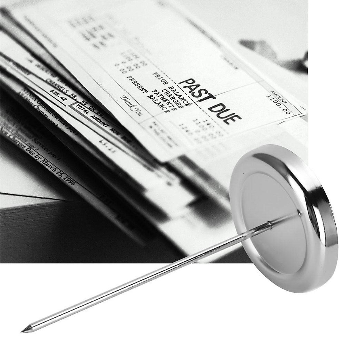 Hilitand Stainless Steel Straight Rod Paper Memo Holder with Clip Check Spindle Bill Fork Receipt Invoice Spike Stick Holder