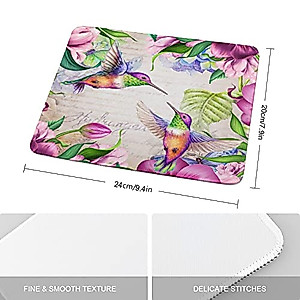 Vintage Bird Floral Anti Slip Rubber Mouse Pad Watercolor Garden Decor Tropical Plant Calla Lily Hummingbird for Wireless Mouse, Computers, Laptop, Office 9.4L x 7.9W Inch