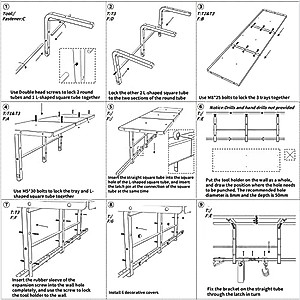 uyoyous Garage Organizers and Storage 47.2Inch Large Wall Mount Garage Rack Heavy Duty Garage Storage System with 9 Removable Hooks Load 290 lbs Tool Hanger Rack