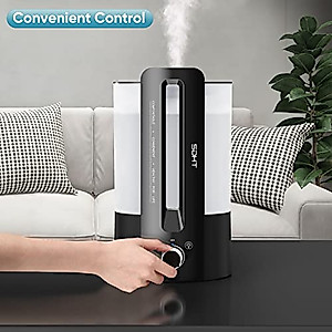 SDHT Humidifiers for Large Room,4L Humidifiers for Bedroom,Top Fill Cool Mist Humidifiers for Baby and Plants,Easy to Clean and Fashion Design,40H,Quiet (Mechanical, Black)