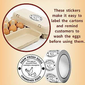 ZANHIX 200 Pcs Farm Fresh Eggs Handling Instructions and 500 Pcs Egg Cartons Labels, 2 x 3.5 Inches Egg Stamps for Fresh Eggs Card, 2 Inch Egg Carton Stickers for Fresh Eggs Sign