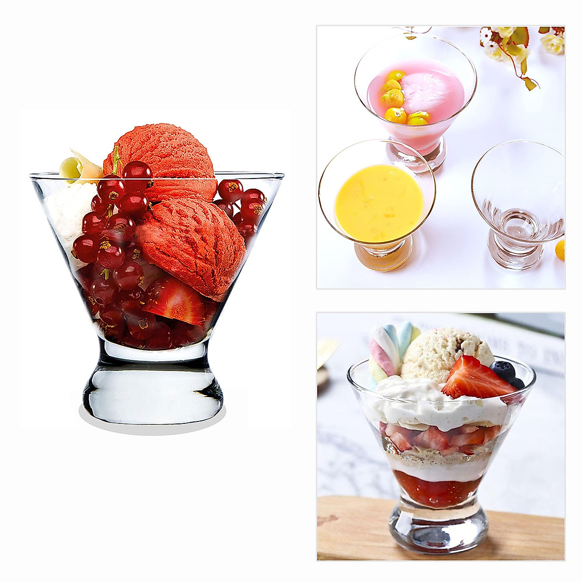 YAWALL Stemless Martini Glasses Set of 4-8.5 Oz Cocktail Glasses for Martini, Margarita & More, Lead-free Crystal Heavy Base Glassware Home Bar Use, Anniversary Party Gift