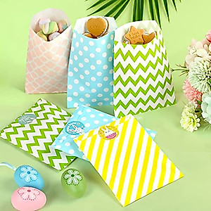 Kesoto 100 Pack Pastel Cookie Candy Buffet Bags, 5x7 Small Paper Bags for Easter Birthday Holiday Party Favor Supplies, Green Yellow Blue Pink