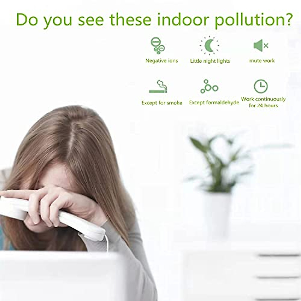 Pure Air - 2 Units- Plug-in Air Purifier,Mini Portable Air Purifier for Home & More Suitable for Bedrooms, Toilets, Living Room,bathrooms,closets,hotel,pet room