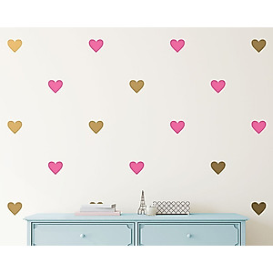 Set of 96 Pieces 2" Heart Wall Decor Sticker DIY Children's Wall Decor Decals Removable Vinyl Kids Room Baby Boys Grils Bedroom Wall Sticker (Soft Pink)