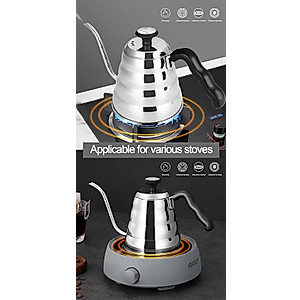 MAXCOOK Tea Kettle Gooseneck Pour Over Coffee Kettle, 304 Stainless Steel Kettle with Thermometer for Exact Temperature, Precision Pour Drip Spout, Compatible with all Stovetops 1L/34oz