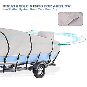 Boat Cover,17'-19' Waterproof Boat Cover,800D UV Resistant Marine Grade Fabric Boat Cover,Heavy Duty Trailerable Boat Cover Compatible for Bass Boat, Bayliner Tri-Hull V-Hull Fishing Runabout Boat