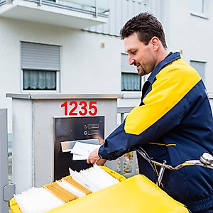 5 Sets 4 inch Mailbox Numbers Sticker 0-9 Decal Die Cut Classic Style Vinyl Waterproof Number Self Adhesive for Signs, Door, Cars, Trucks, Home, Address Number (Red)